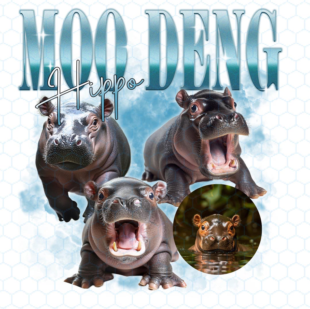 I Love Moo Deng PNG – Baby Hippo and Bouncy Pig Sublimation Digital ...