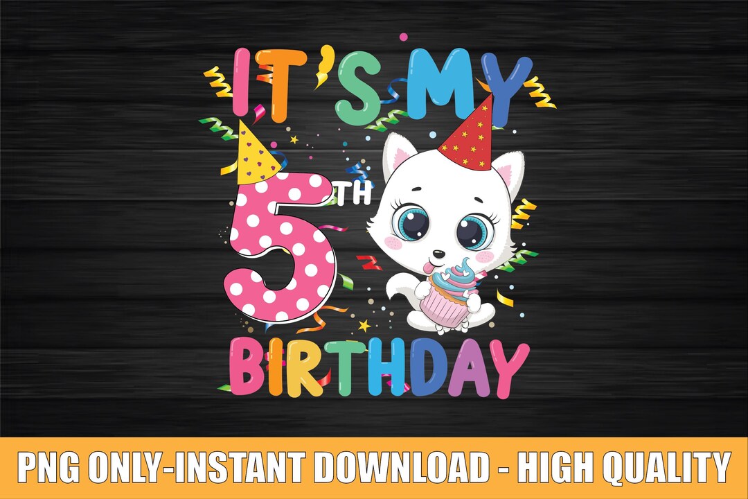 Personalized Name My 5th Birthday Cat Png, Personalized Birthday Fifth ...