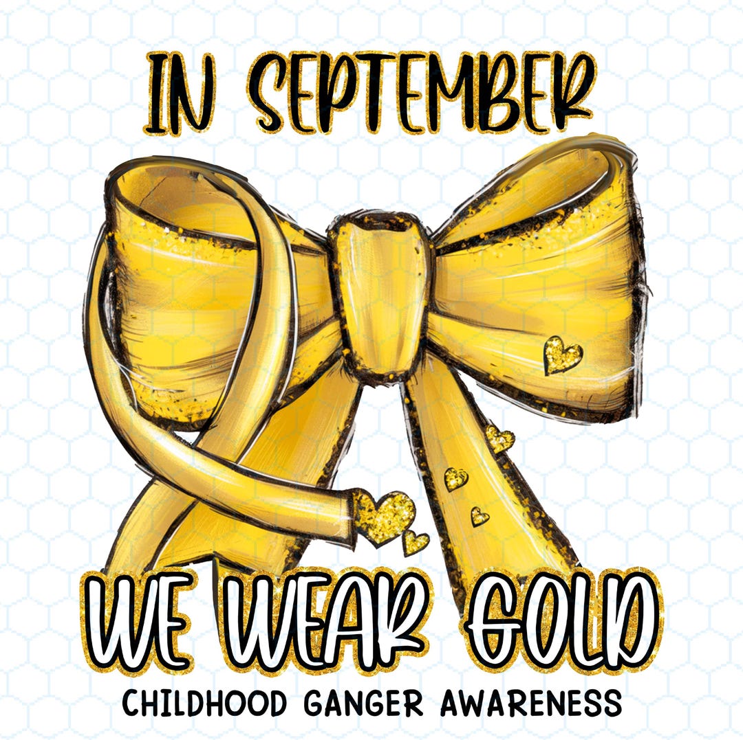 Gold Bow Childhood Cancer Awareness PNG, September Ribbon Design ...