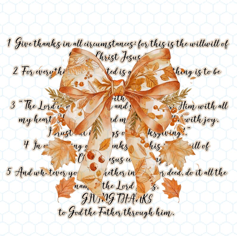 Thanksgiving Bible Verses PNG, Coquette Fall Vibes With Jesus ,bow ...