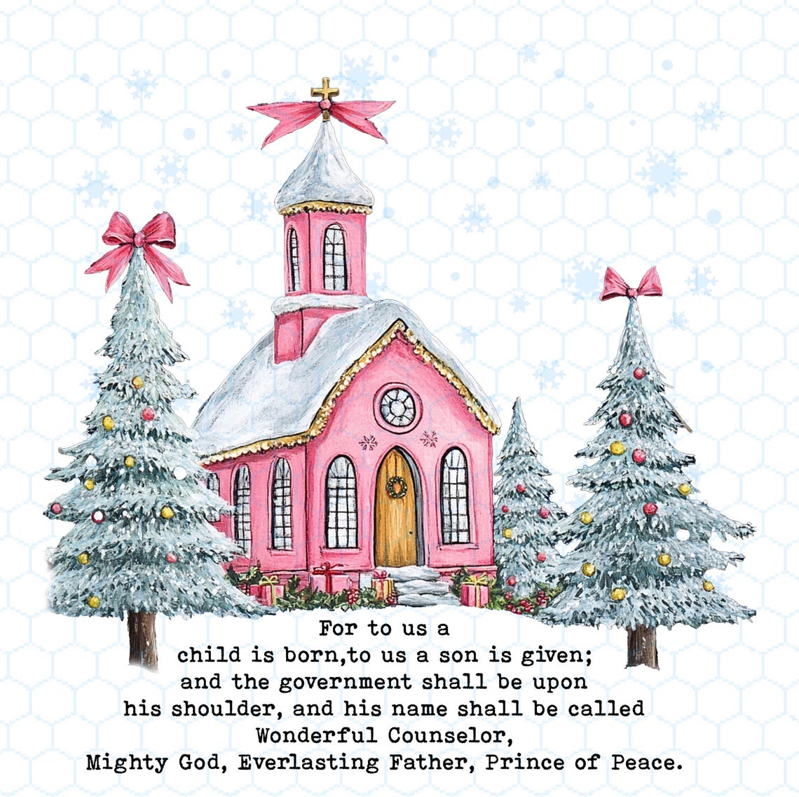 Church Christmas Tree Coquette PNG and He Will Be Called Holiday Art - Etsy