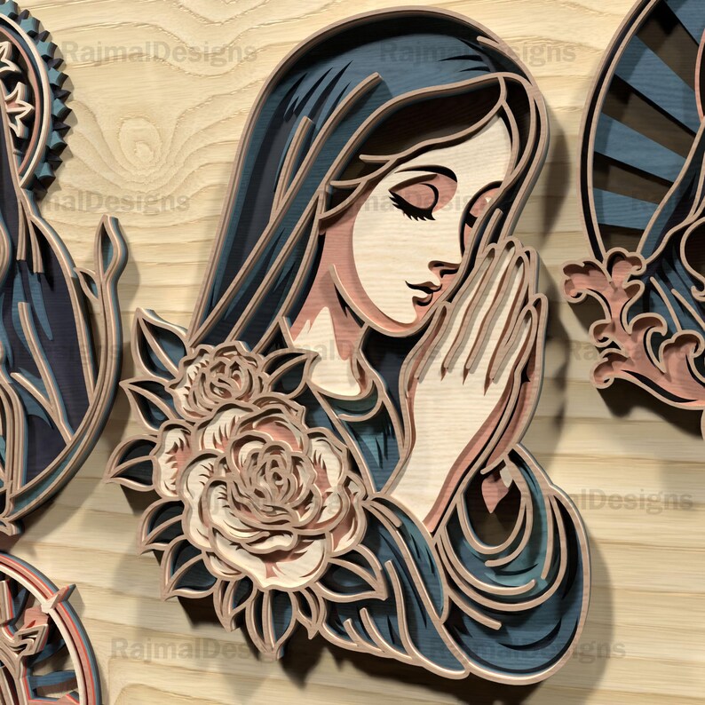 Virgin Mary Laser Cut Files, Layered SVG, Digital File for Glowforge ...