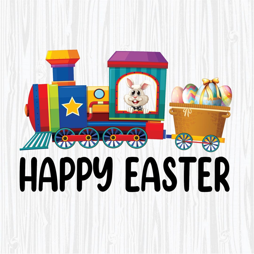 Happy Easter Bunny Train Eggs Png, Bunny Png Files, Happy Easter Png ...