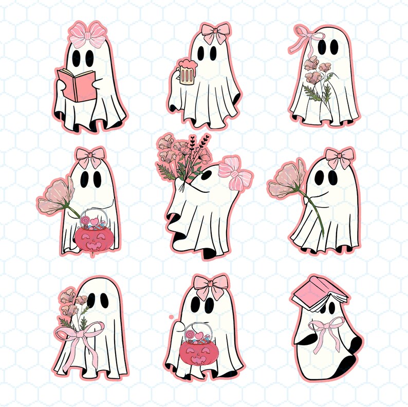 Pink Ghost Png Ghost Collage Png Halloween Png Cute Ghost SVG Boho PNG ...