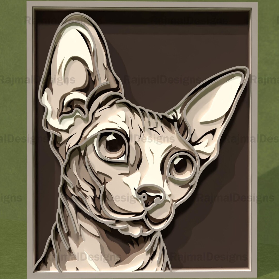 3D Layered Sphynx Cat SVG: Laser Cut File for Glowforge (digital ...