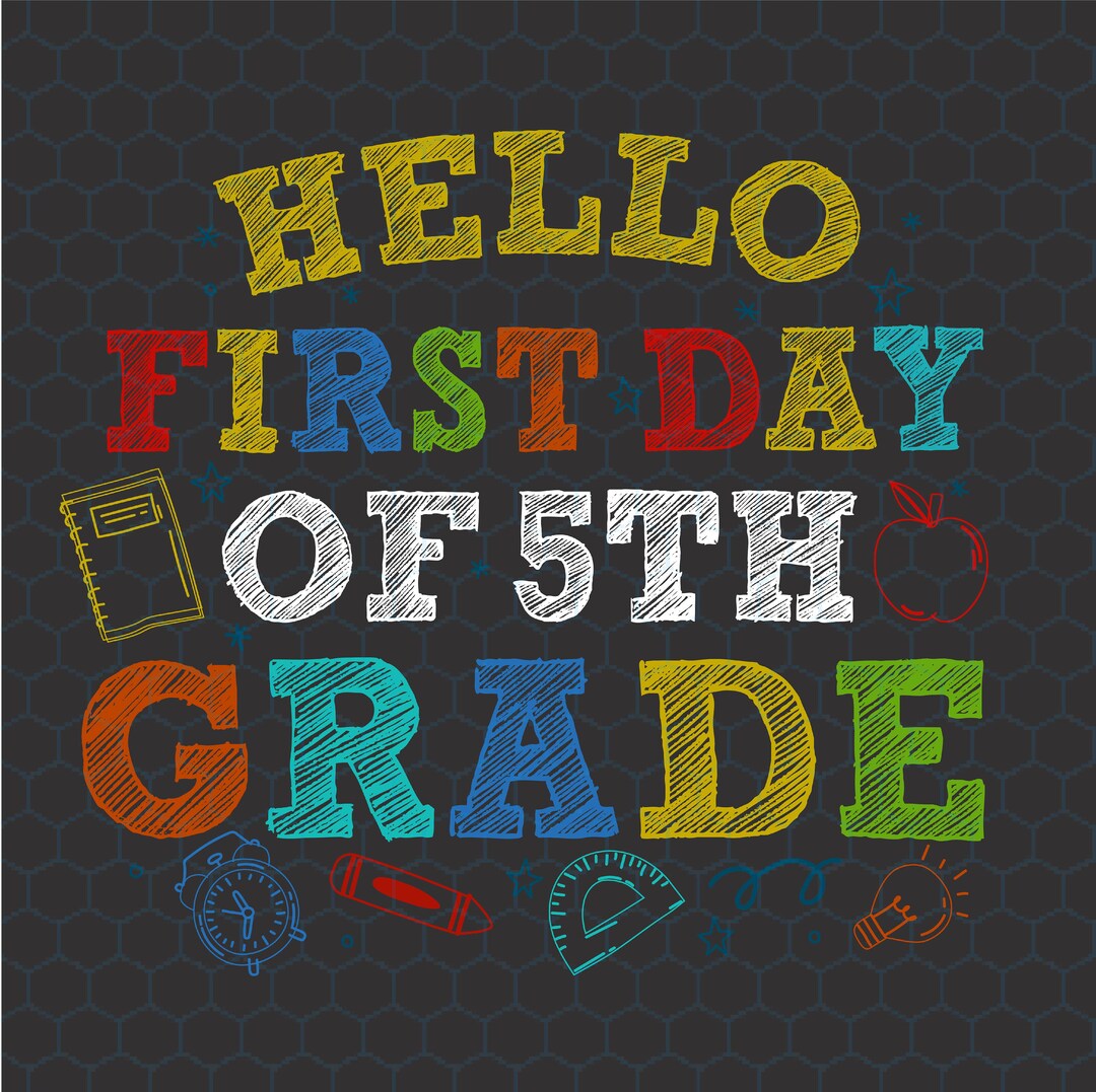 Hello Fifth Grade | Back to School PNG | Digital File - Etsy