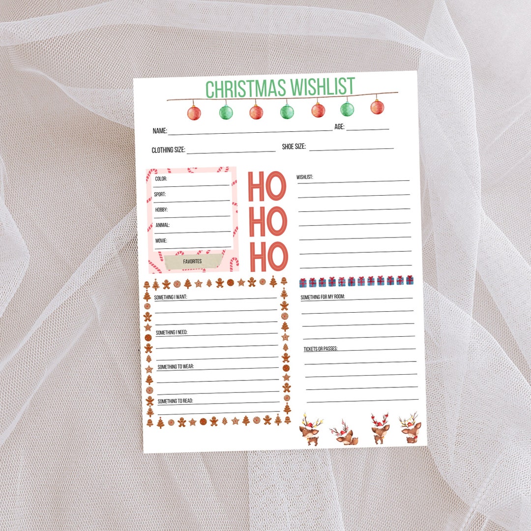 Want, Need, Read, Wear Christmas Wishlist for Kids - Etsy