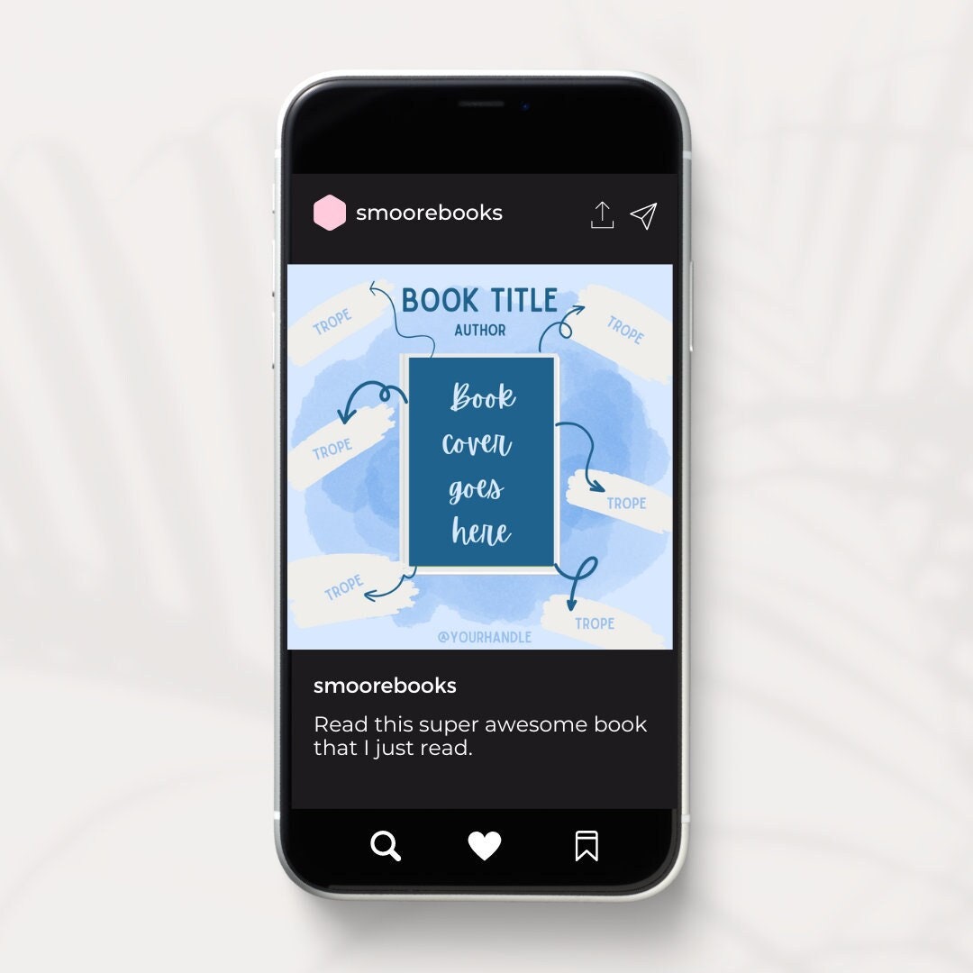 Blue Watercolor Book Review Template for Bookstagram and Booktok - Etsy