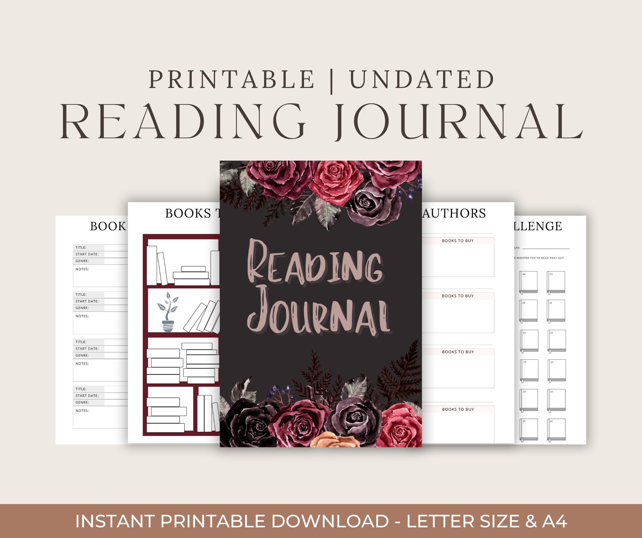 Gothic Printable Reading Journal Track Your Reading Progress - Etsy