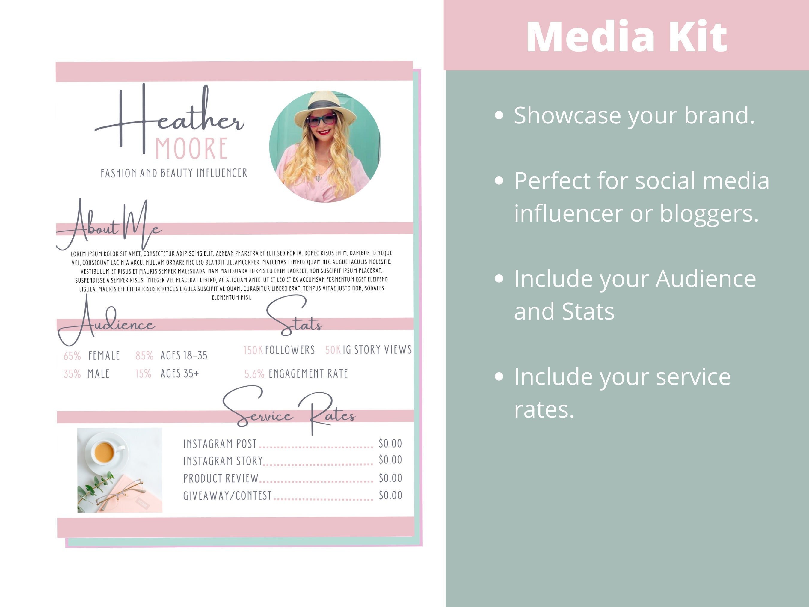 Influencer Media Kit Template | Easy-to-use and Professional | Digital ...