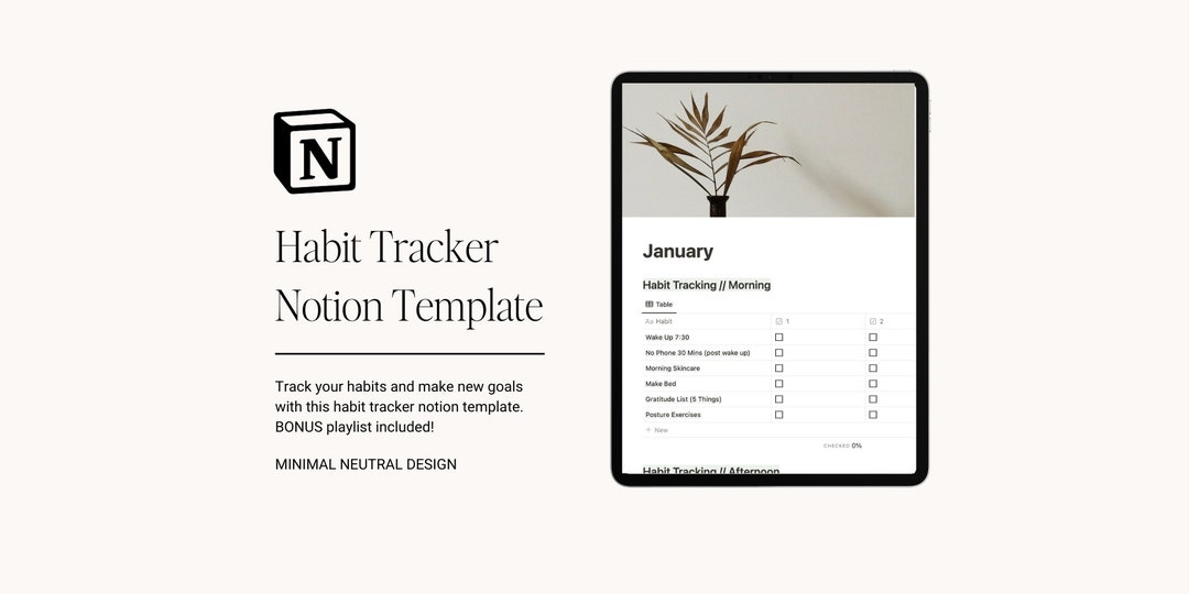 Habit Tracker + Calendar | Notion Template - Etsy