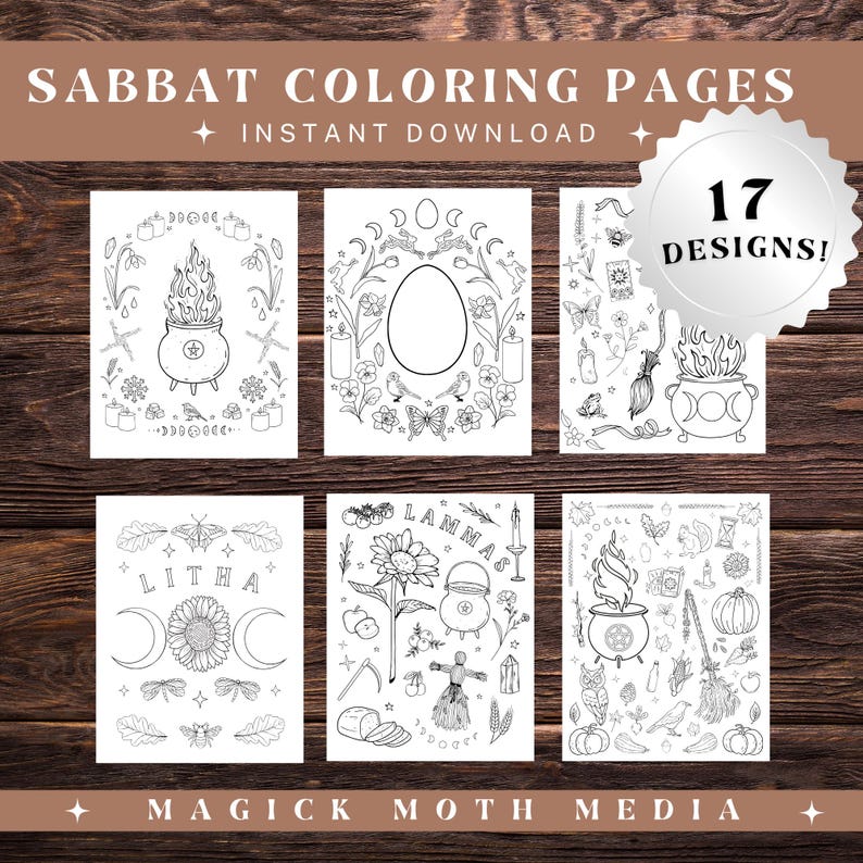 Pagan Sabbat Coloring Pages - 17 Page Printable Set | Wheel of the Year ...