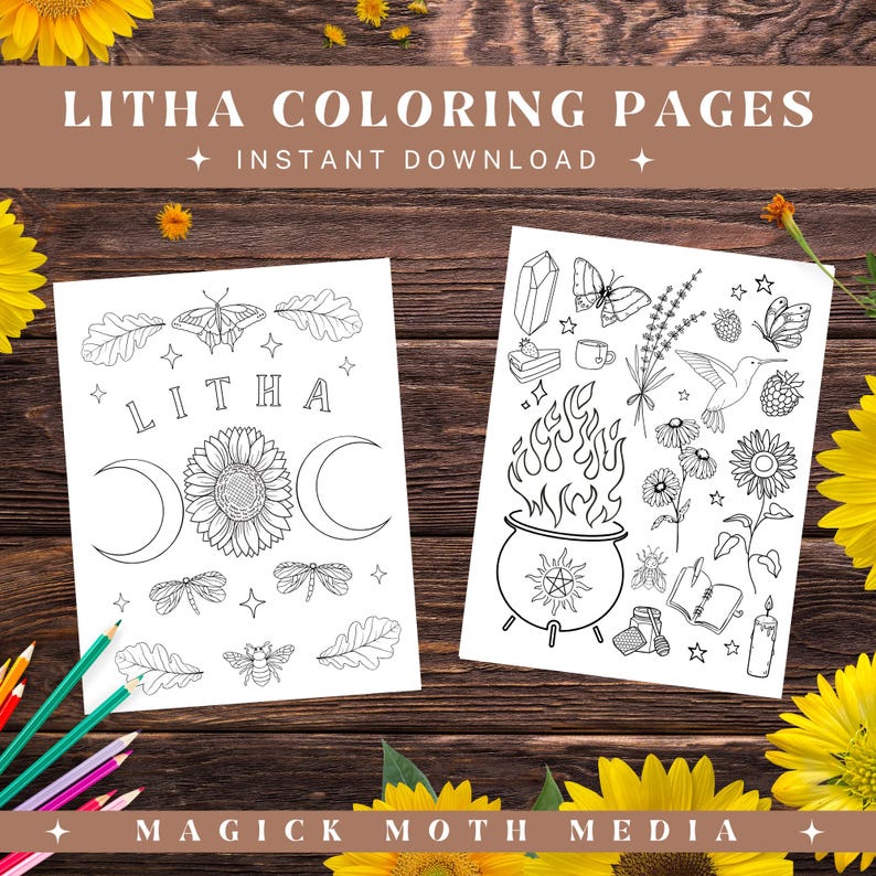 Summer Solstice Coloring Printable Pages, Litha Activities, Midsummer ...