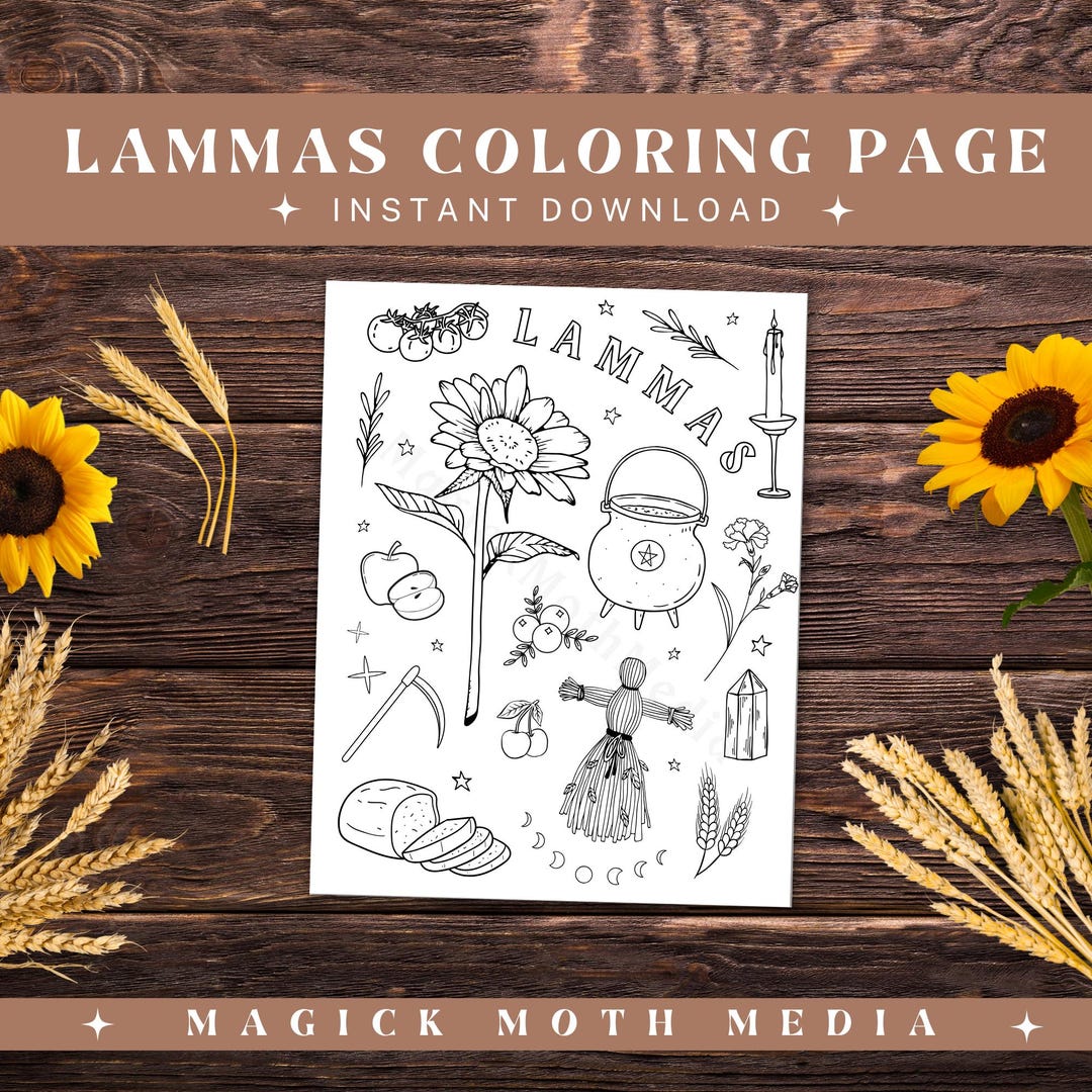 Lammas Coloring Page: Pagan Art Activity (PDF/JPG) - Etsy