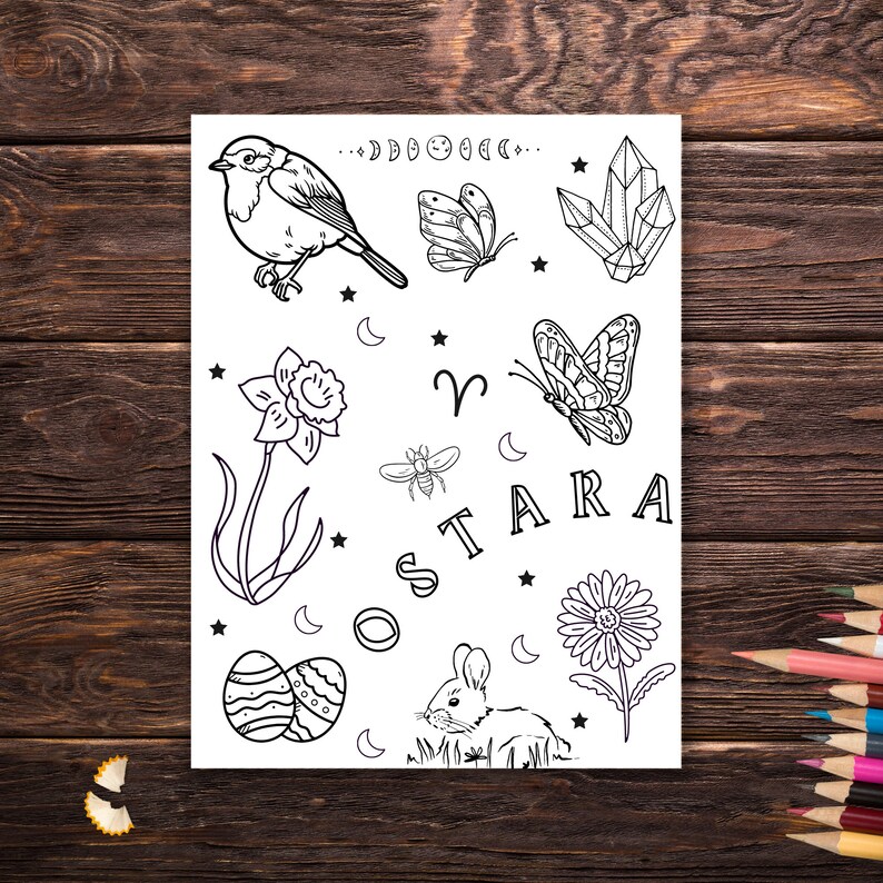 Ostara Coloring Pages 5 Page Printable Coloring Book Pagan Sabbat ...
