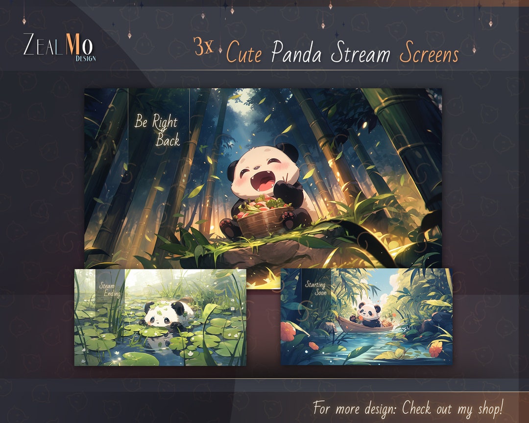 3x Cute Panda Stream Screen / Starting Be Right Back & Ending - Etsy