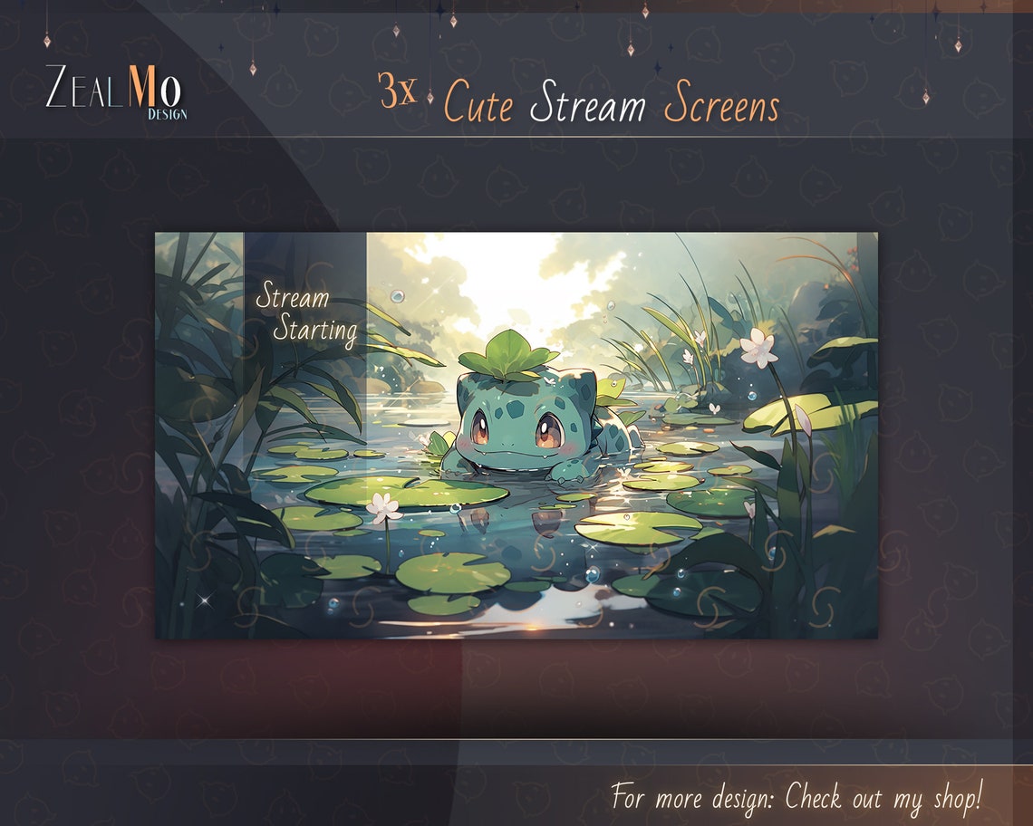 3x Cute Pokemon Inspired Stream Screen / Bulbasaur Inspired Starting ...