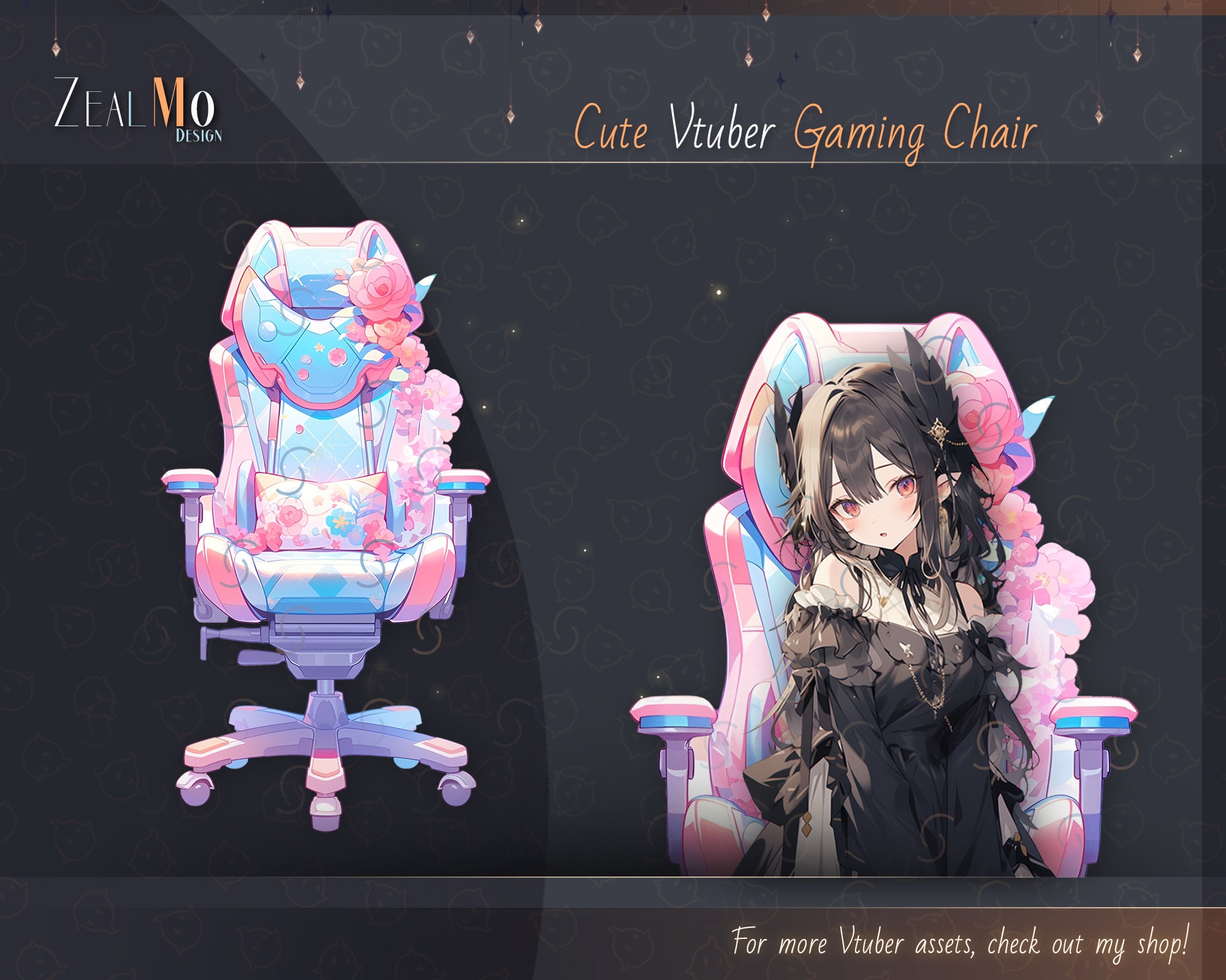 Cute Vtuber Fantasy Gaming Chair / Vtuber Asset / Vtuber Stream ...