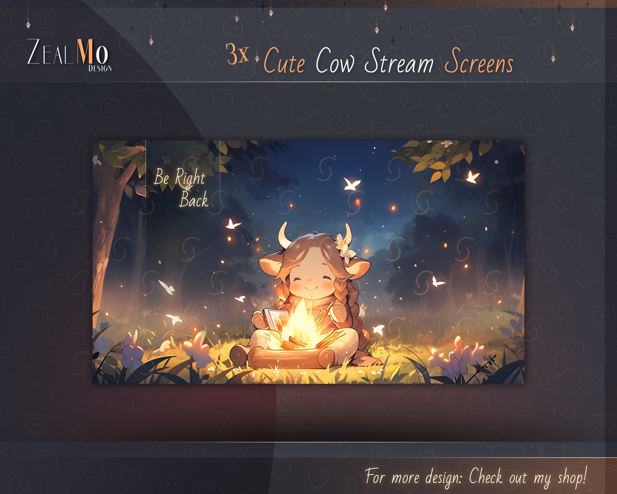 3x Cute Cow Stream Screen / Starting, Be Right Back & Ending Stream ...