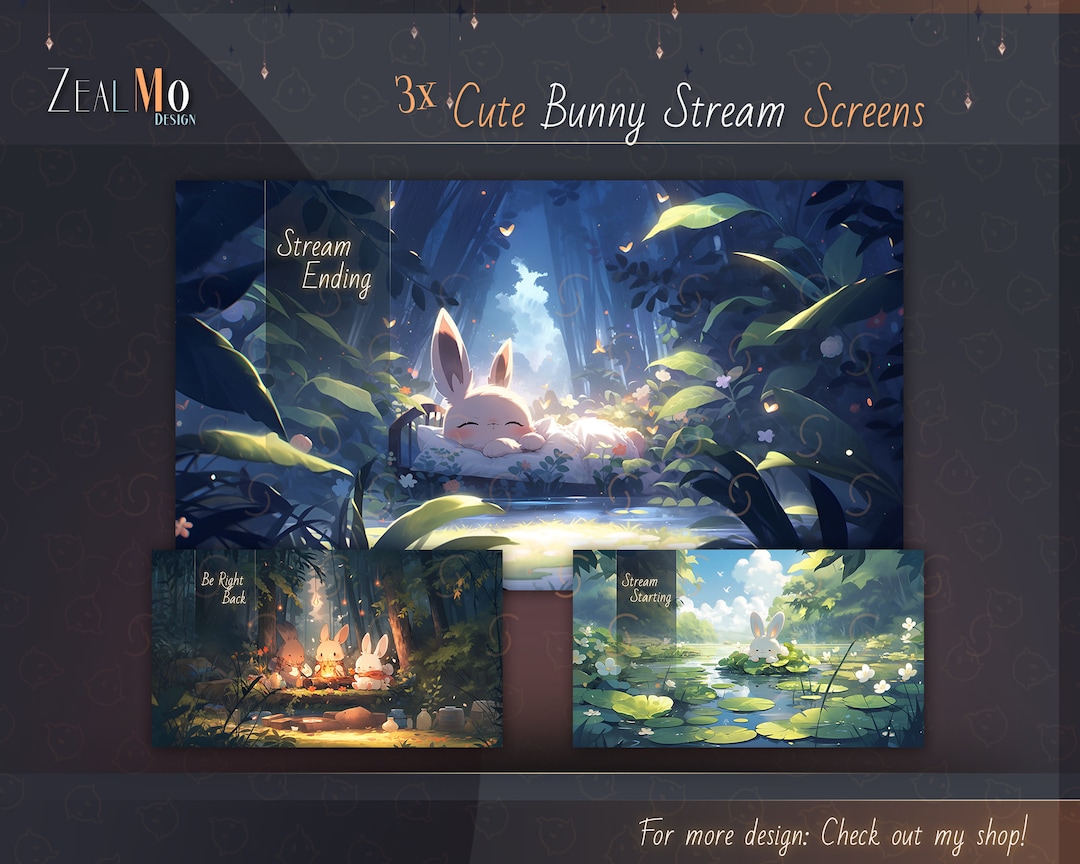 3x Cute Bunny Stream Screen / Starting, Be Right Back & Ending Stream ...
