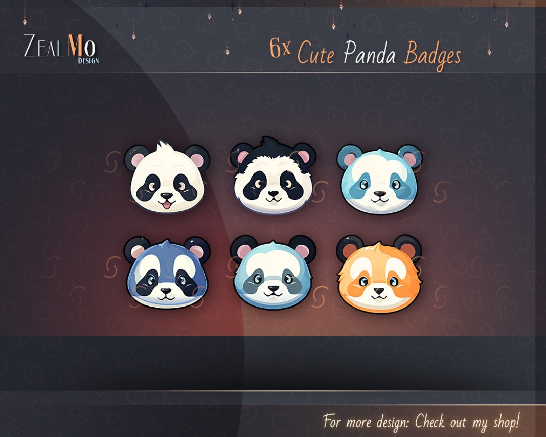 6x Panda Twitch Badges / Panda Badge Design for Your Stream/ Twitch ...