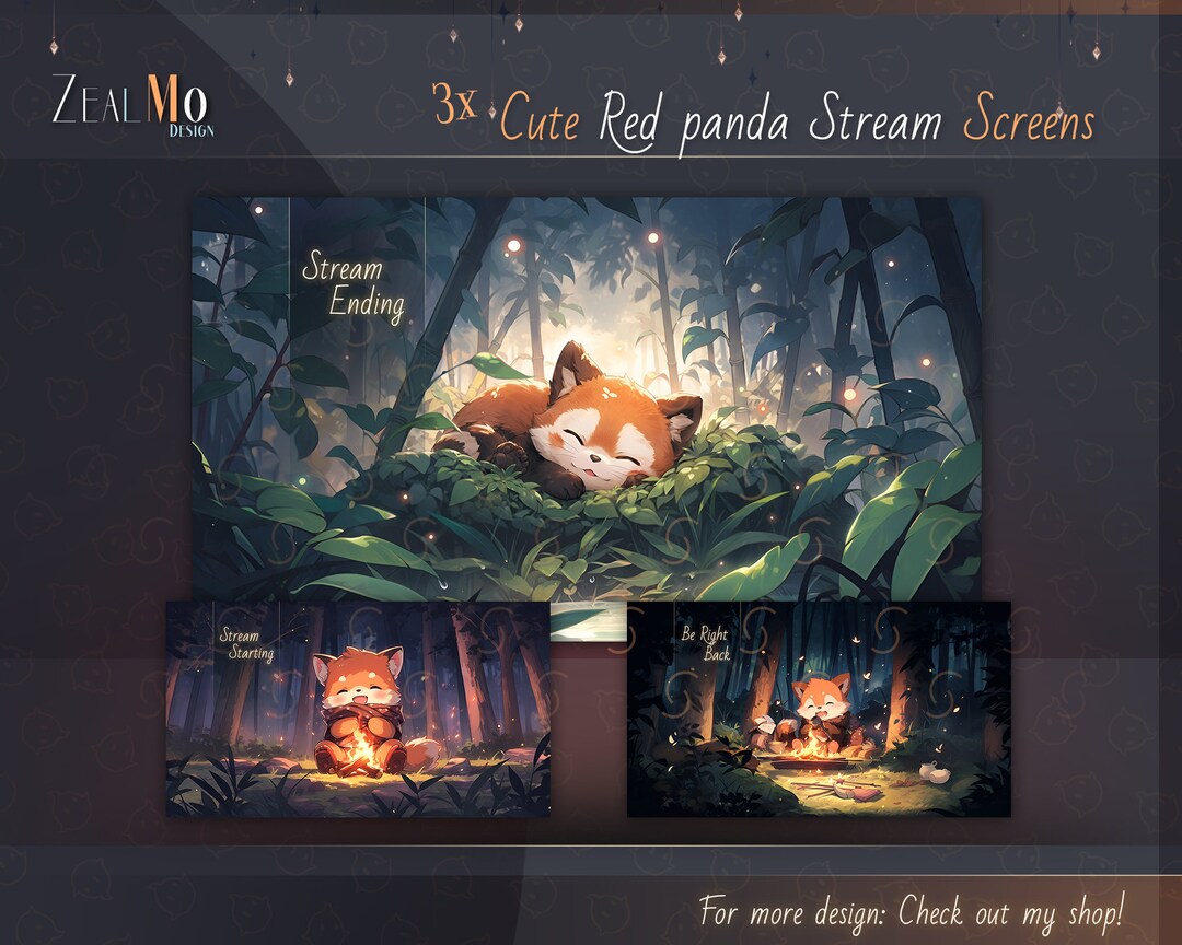 3x Cute Red Panda Stream Screen / Starting, Be Right Back & Ending ...