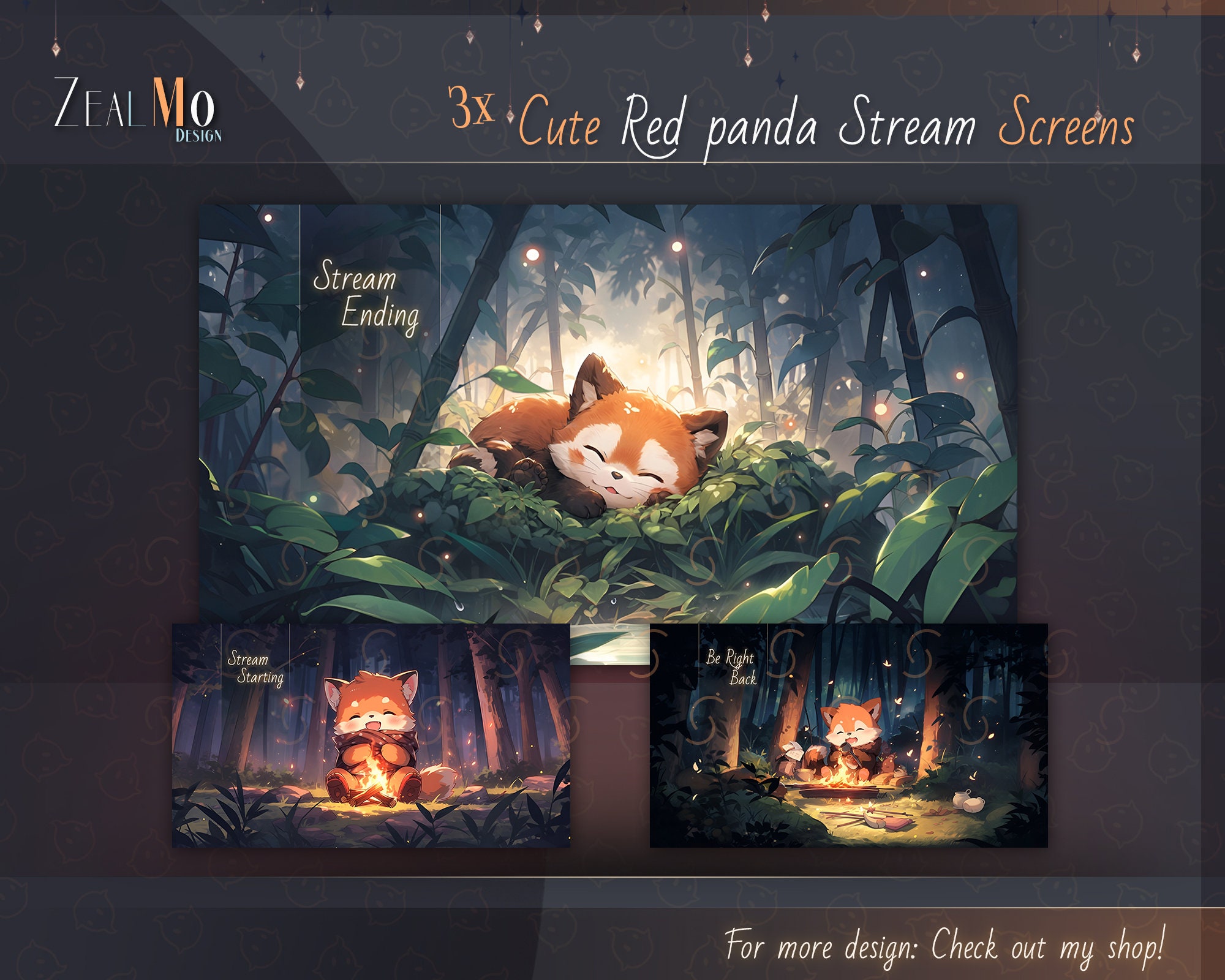3x Cute Red Panda Stream Screen / Starting, Be Right Back & Ending ...