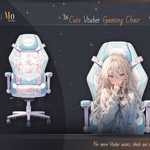 3x Cute Vtuber Fantasy Gaming Chairs / Vtuber Asset / Vtuber Stream ...