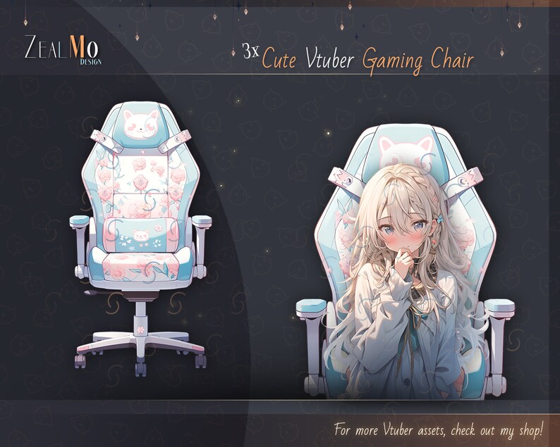 3x Cute Vtuber Fantasy Gaming Chairs / Vtuber Asset / Vtuber Stream ...
