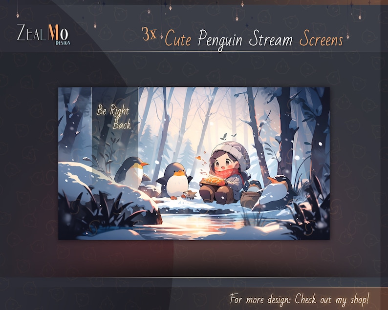 3x Cute Penguin Stream Screen / Starting, Be Right Back & Ending Stream ...