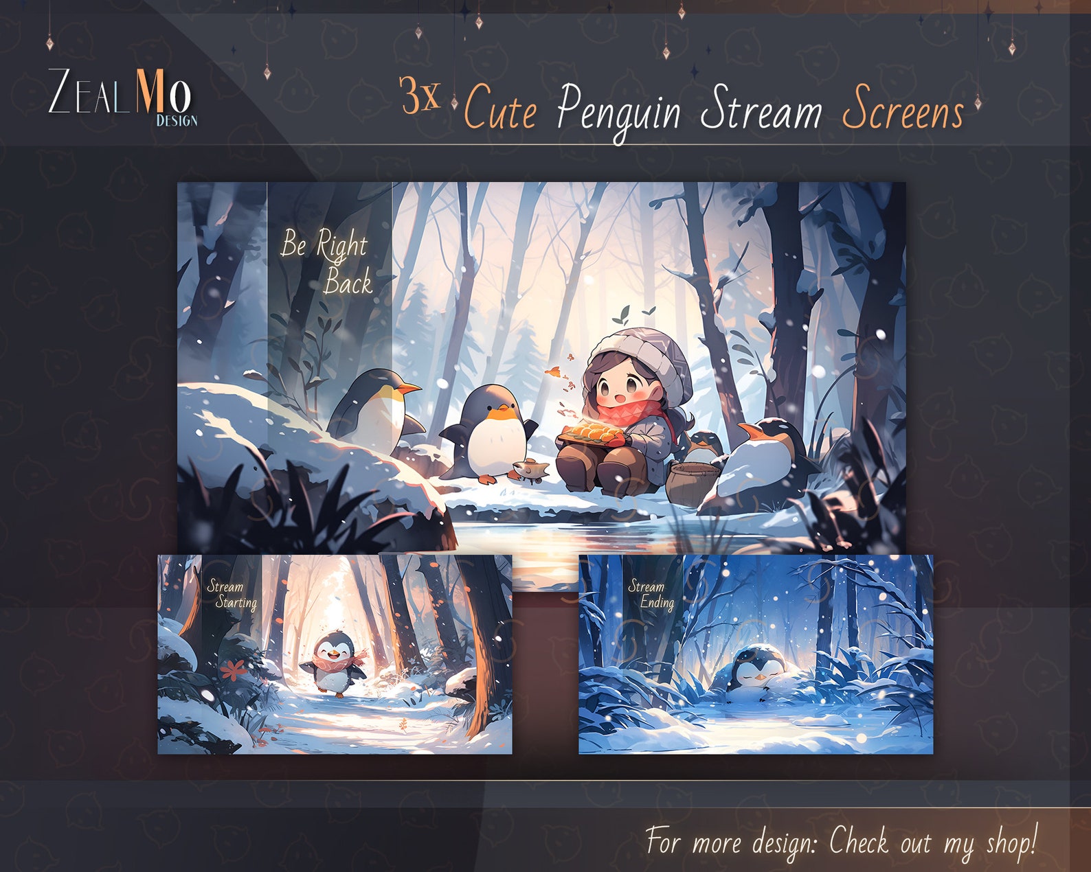 3x Cute Penguin Stream Screen / Starting, Be Right Back & Ending Stream ...