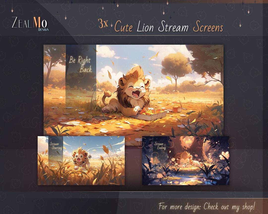 3x Cute Lion Stream Screen / Starting, Be Right Back & Ending Stream ...
