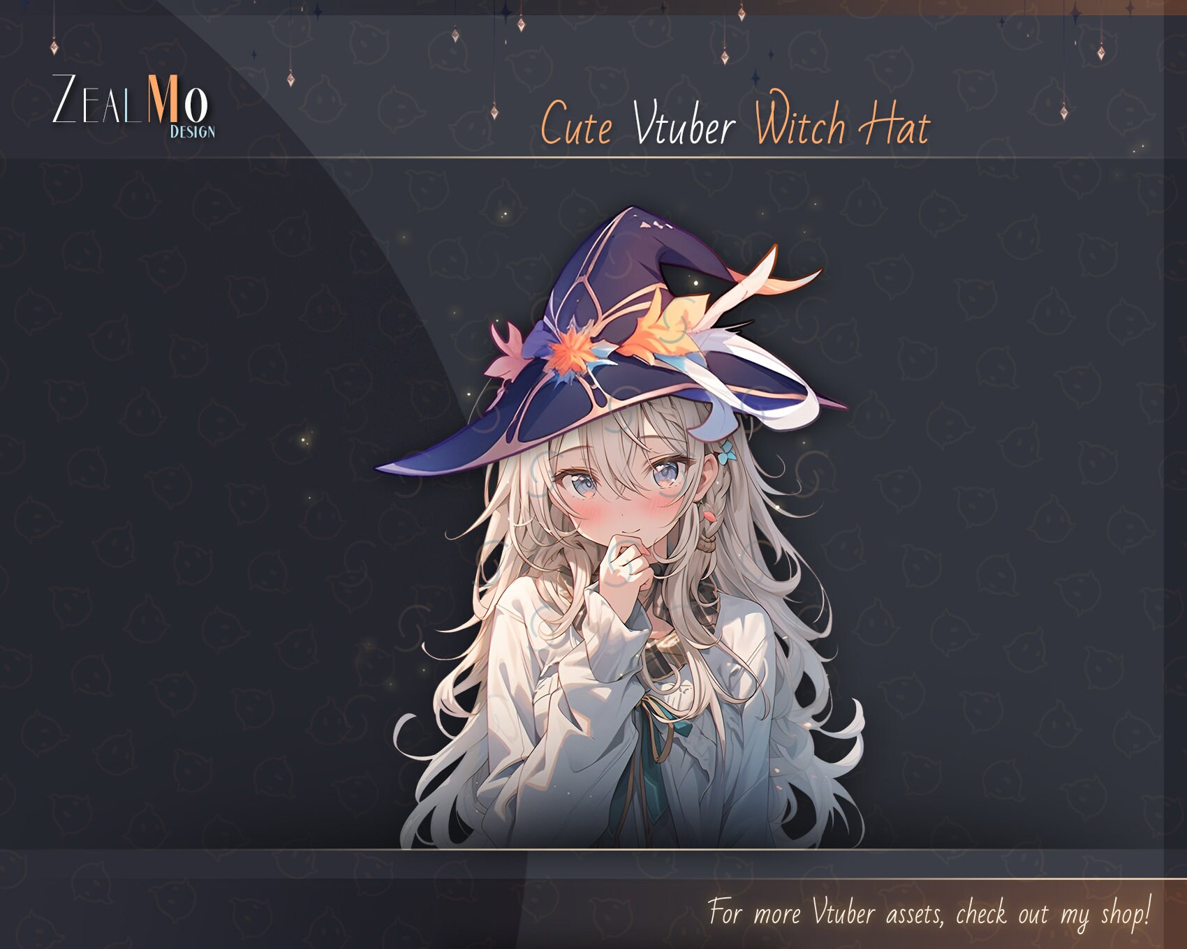 Cute Vtuber Fantasy Witch Hat / Vtuber Asset / Vtuber Stream Decoration ...