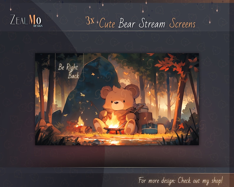 3x Cute Bear Stream Screen / Starting, Be Right Back & Ending Stream ...