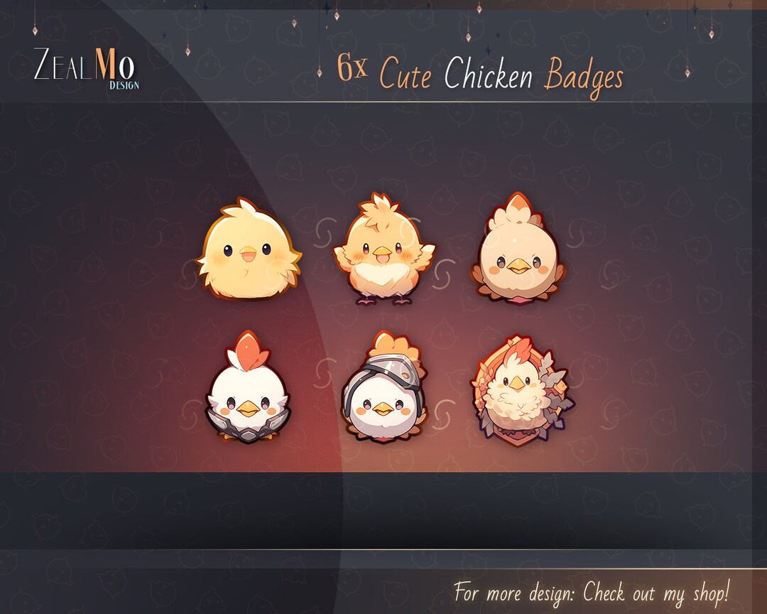 6x Cute Chicken Twitch Badges / Chicken Badge Design for Your Stream ...