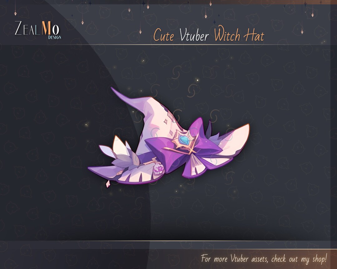 Cute Vtuber Fantasy Witch Hat / Vtuber Asset / Vtuber Stream Decoration ...
