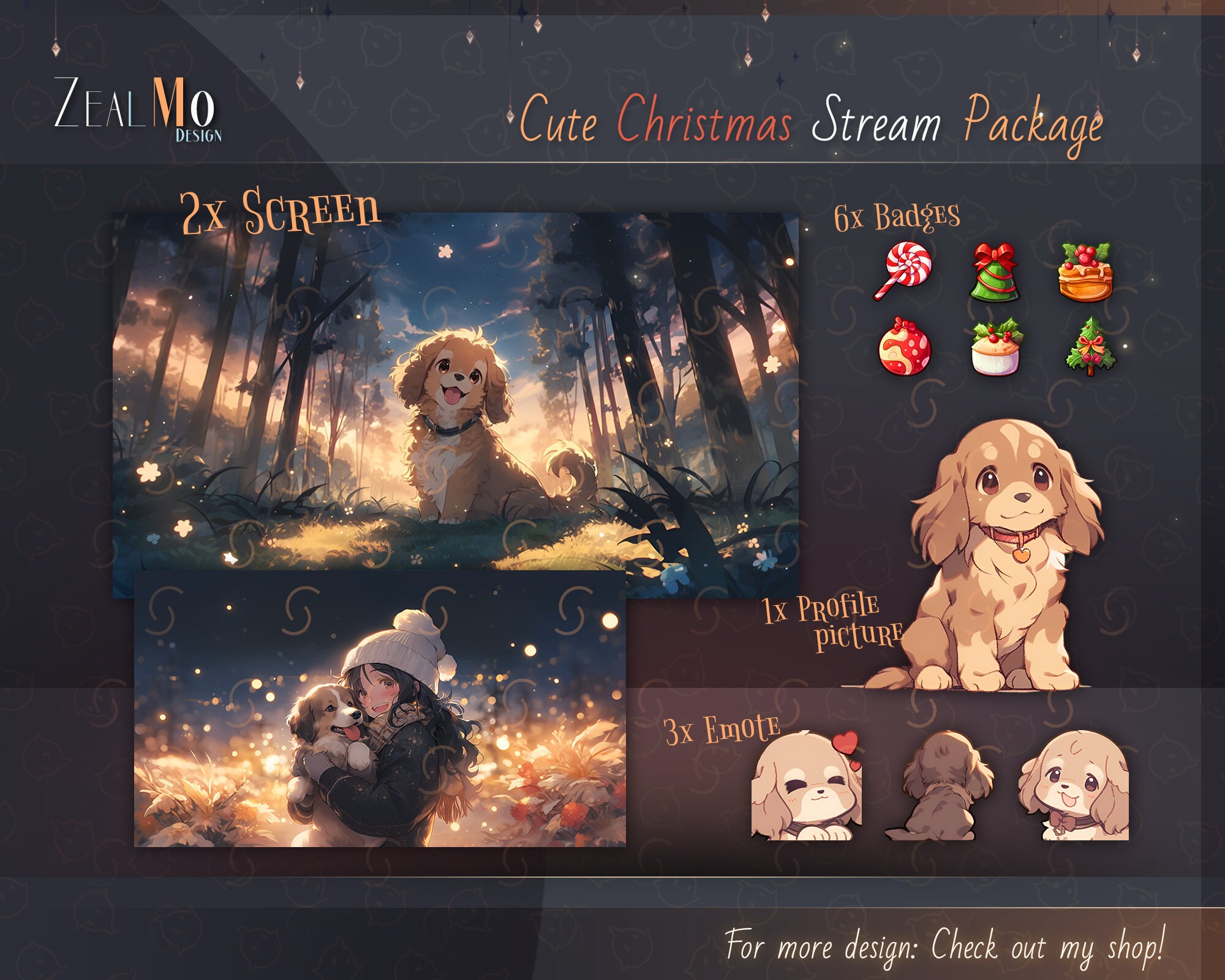 Cute Dog Stream Screen Package / Emotes, Badges, Profile Picture ...