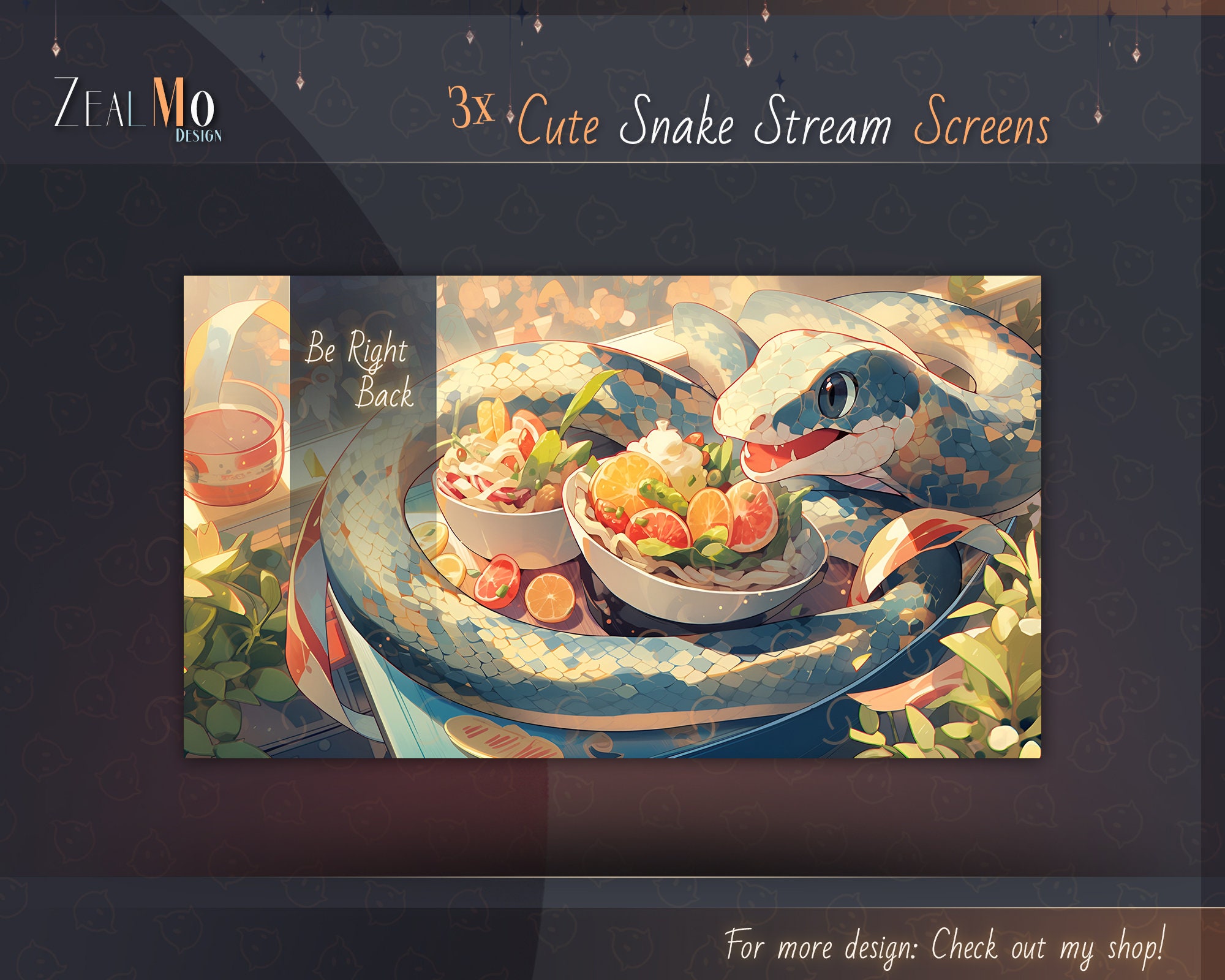 3x Cute Snake Stream Screen / Starting, Be Right Back & Ending Stream ...