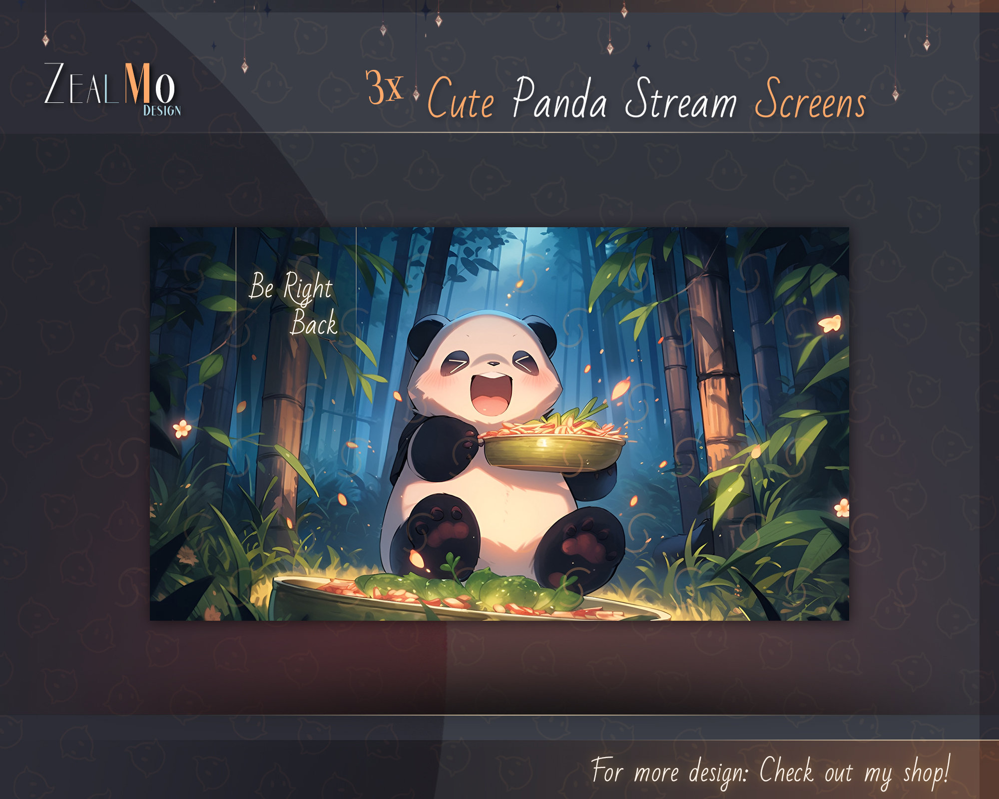 3x Cute Panda Stream Screen / Starting, Be Right Back & Ending Stream ...