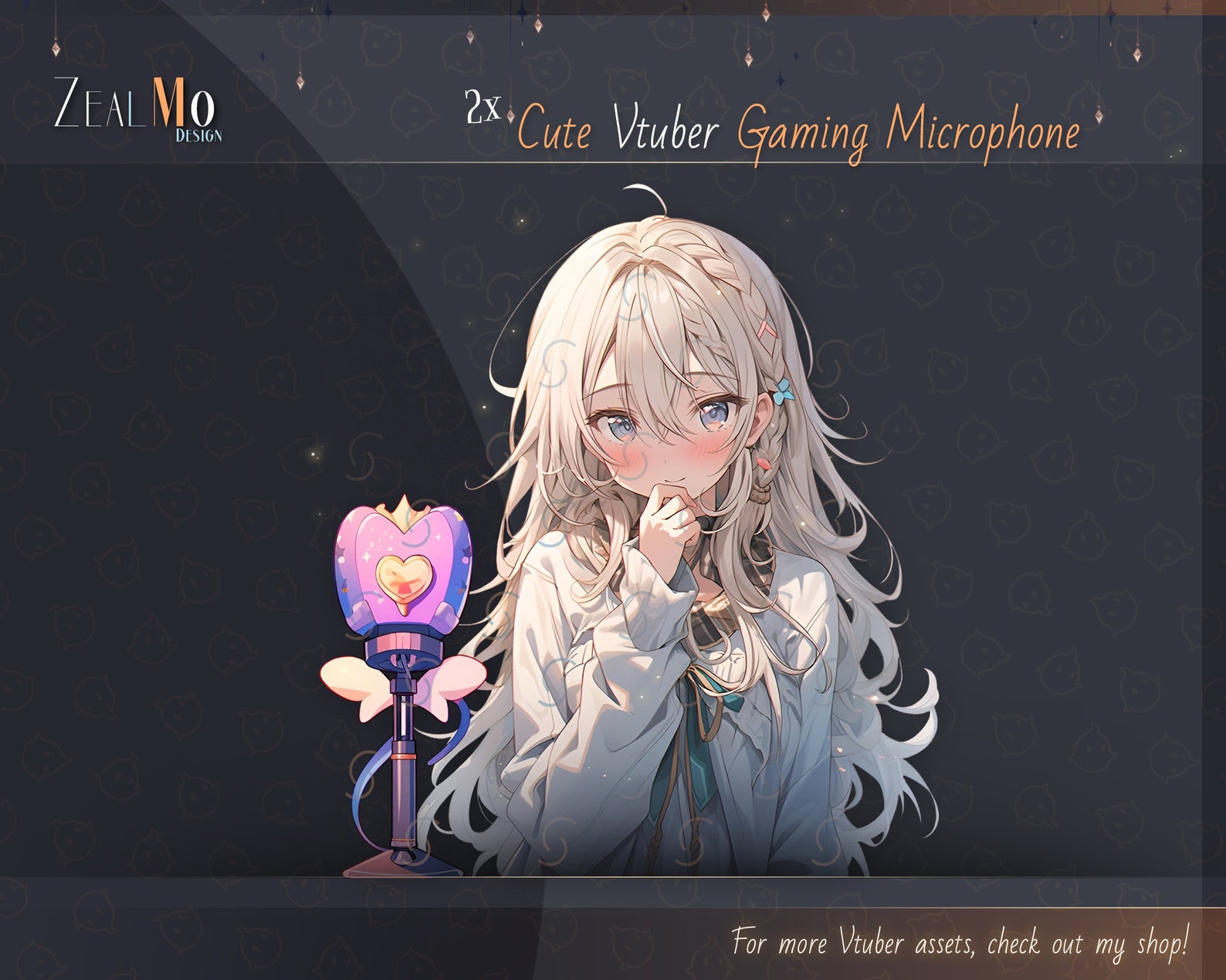 2x Cute Vtuber Fantasy Microphone / Vtuber Asset / Vtuber Stream ...