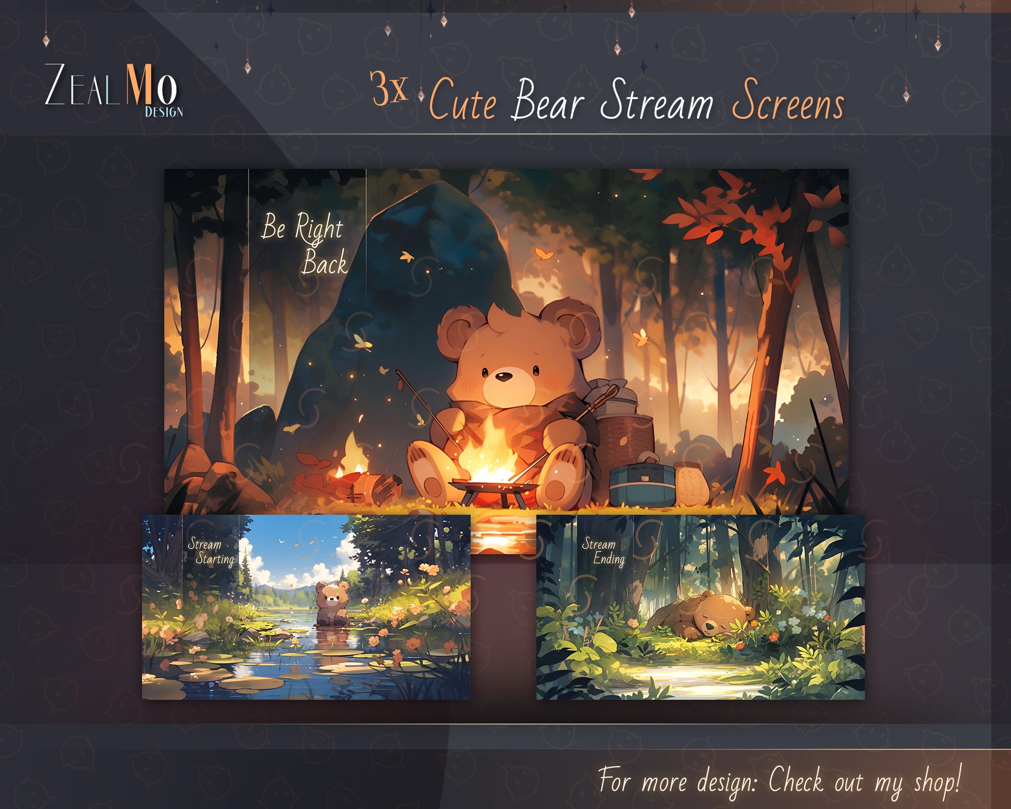 3x Cute Bear Stream Screen / Starting, Be Right Back & Ending Stream ...