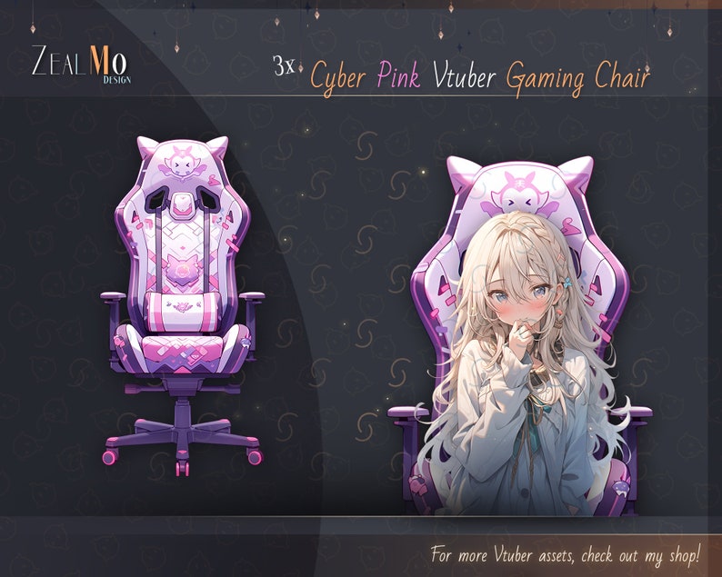 3x Cute Vtuber Fantasy Gaming Chairs / Vtuber Asset / Vtuber Stream ...
