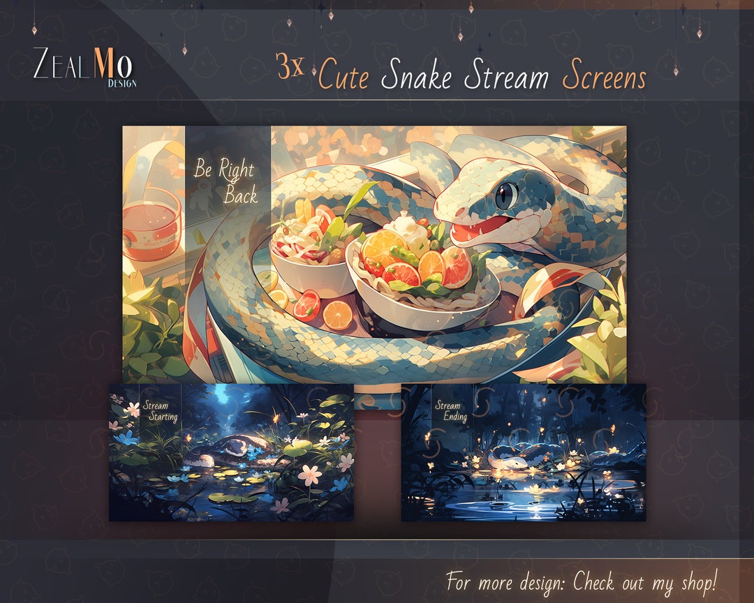 3x Cute Snake Stream Screen / Starting, Be Right Back & Ending Stream ...