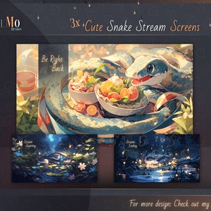 3x Cute Snake Stream Screen / Starting, Be Right Back & Ending Stream ...