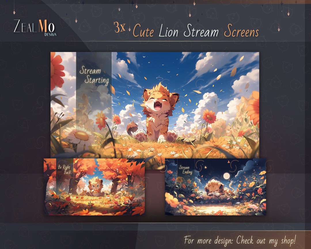 3x Cute Lion Stream Screen / Starting, Be Right Back & Ending Stream ...