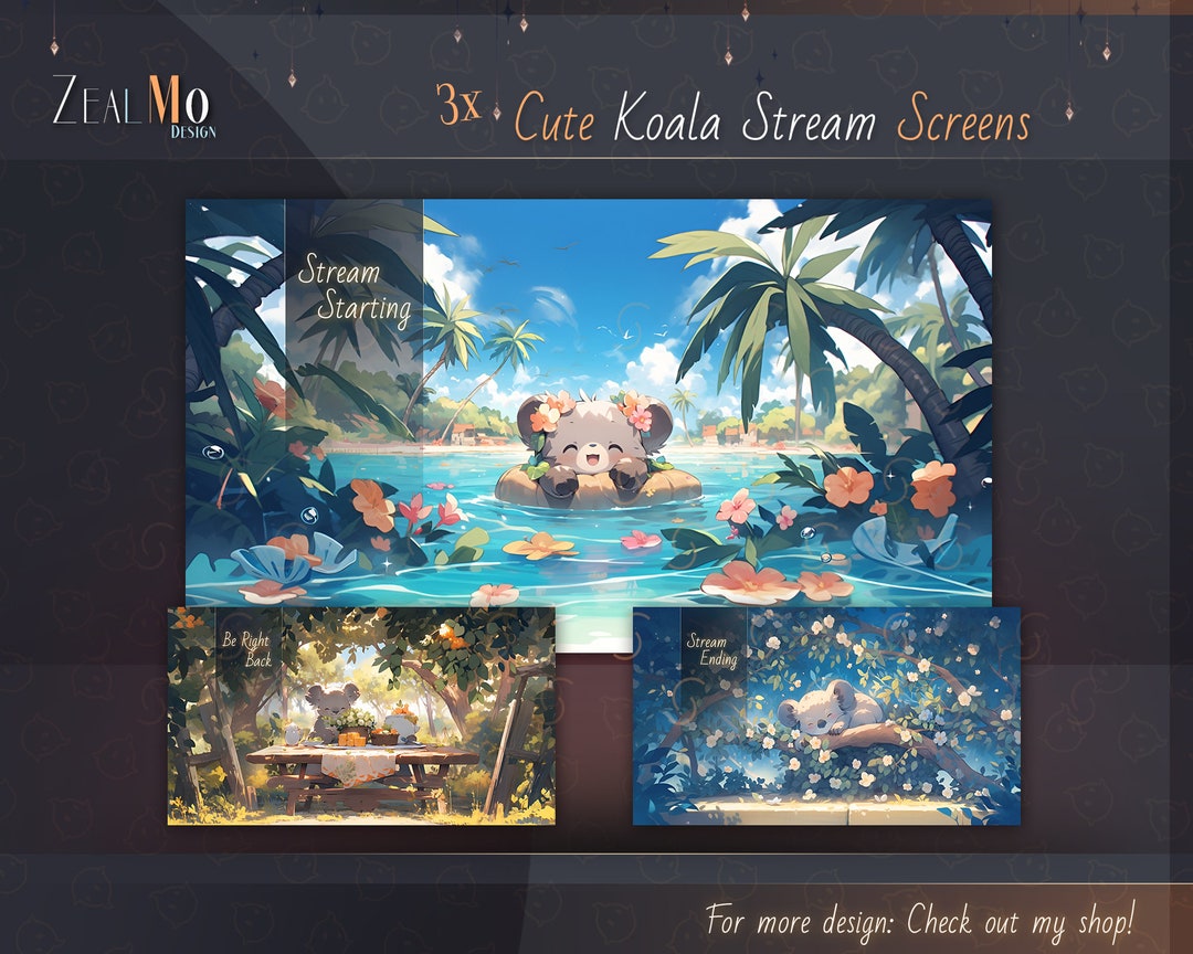 3x Cute Koala Stream Screen / Starting, Be Right Back & Ending Stream ...