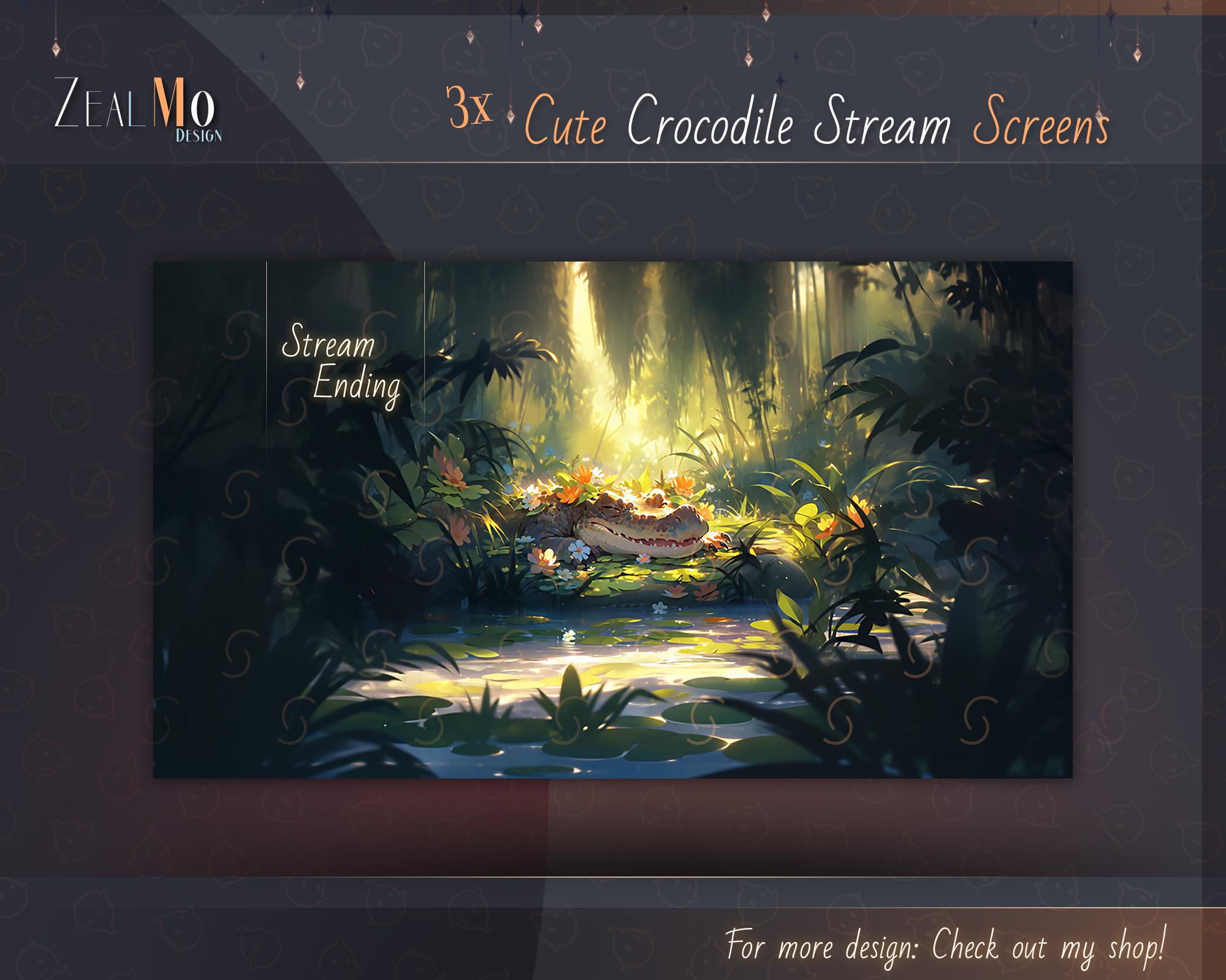 Crocodile Stream Overlay Pack: Twitch Starting, BRB, Ending Screens - Etsy
