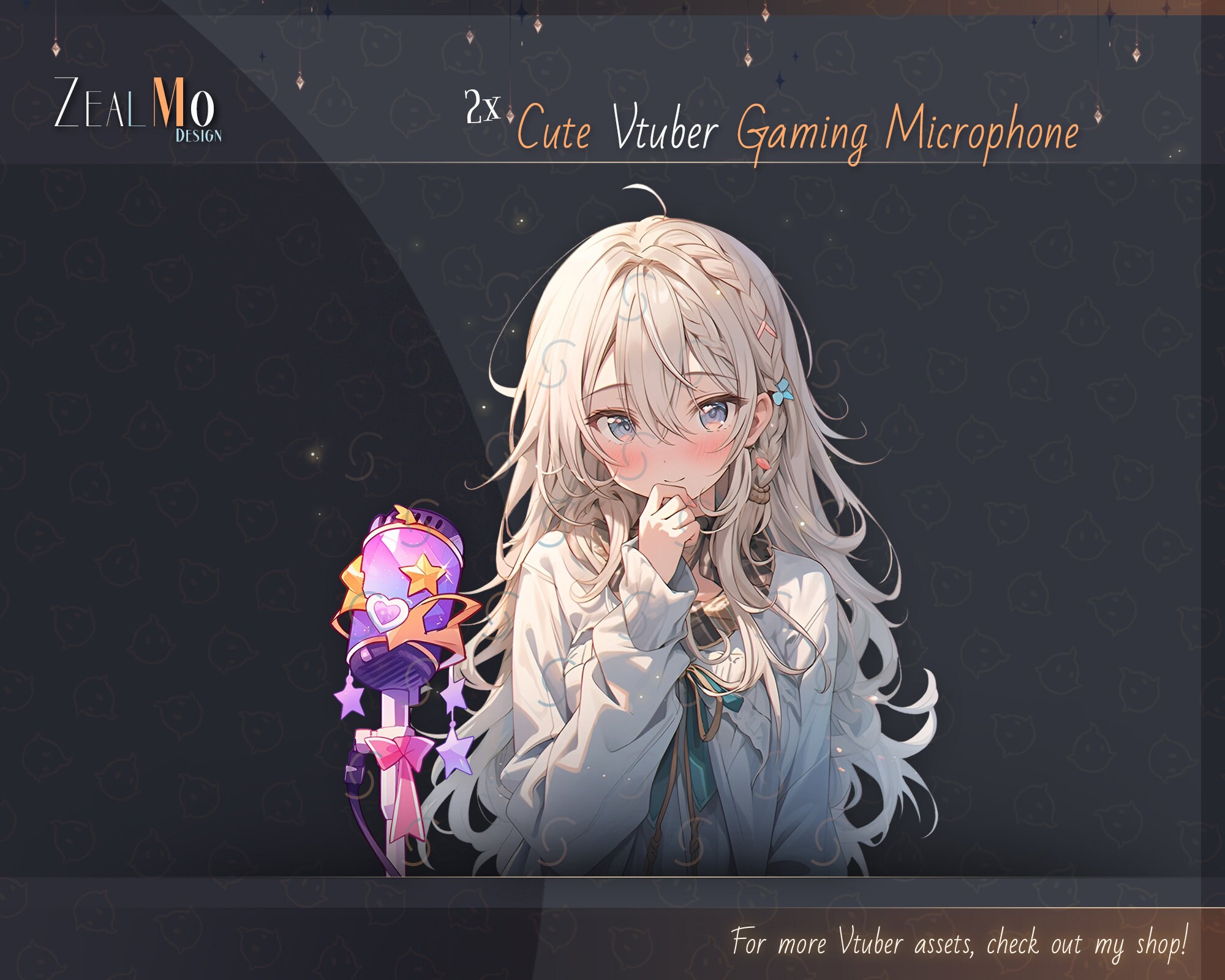2x Cute Vtuber Fantasy Microphone / Vtuber Asset / Vtuber Stream ...