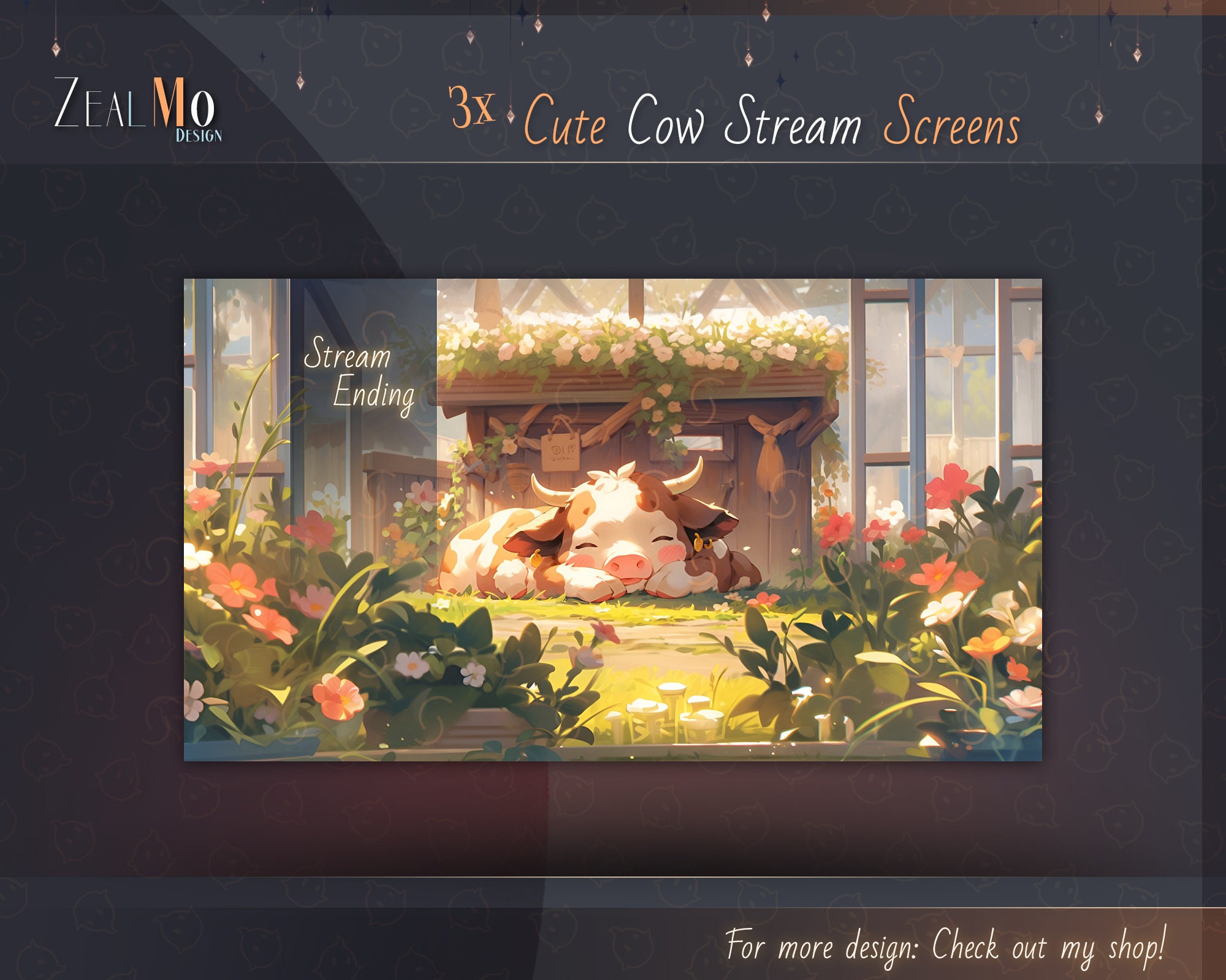 3x Cute Cow Stream Screen / Starting, Be Right Back & Ending Stream ...