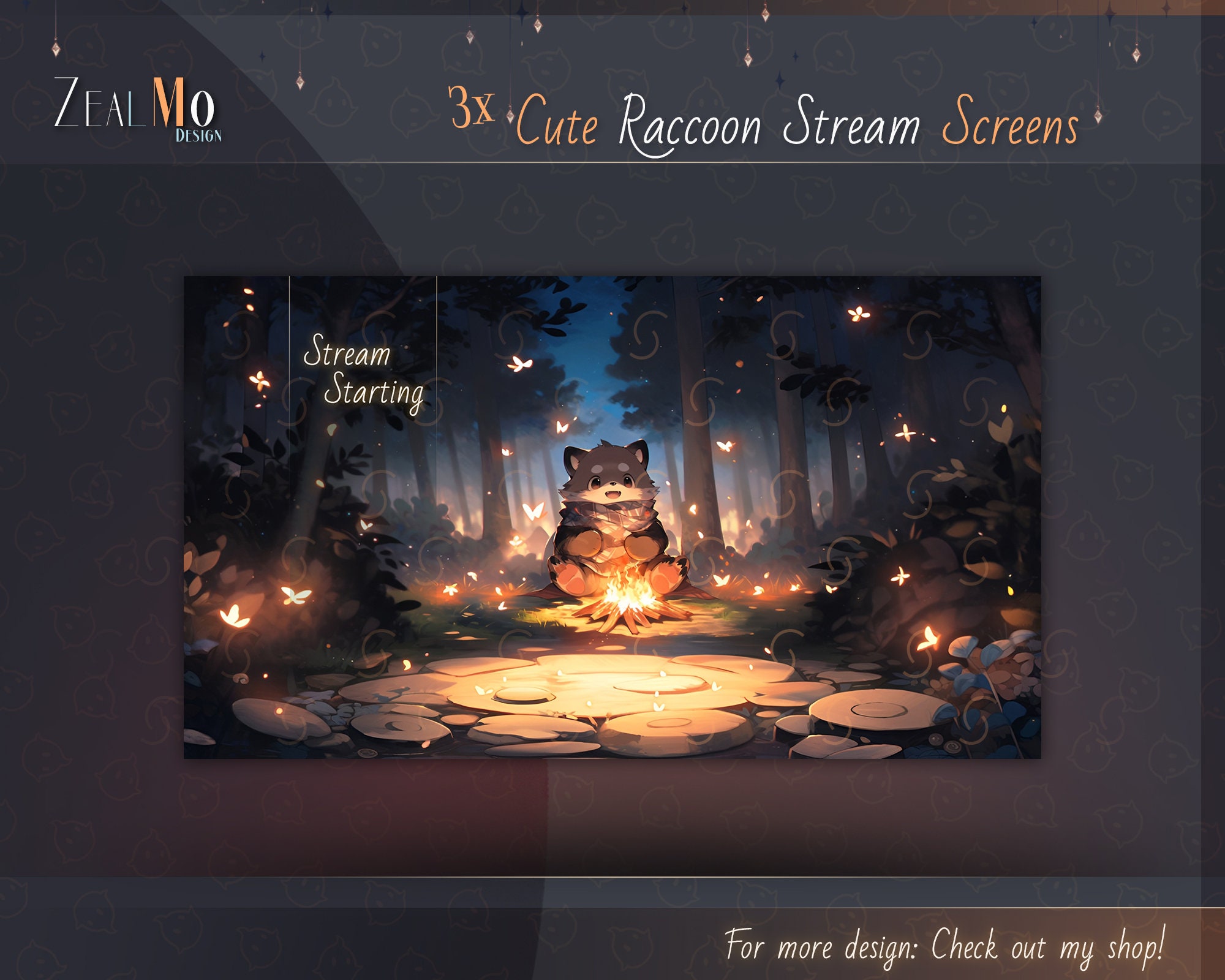 3x Cute Raccoon Stream Screen / Starting, Be Right Back & Ending Stream ...